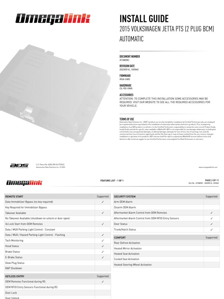 RSA VW5 (OL RS VWA) (Volkswagen - Jetta - 2015 - 19800) EN C - 20230516 ...