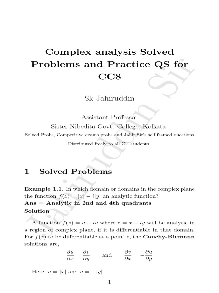 Complex Analysis CC8 | PDF | Complex Number | Function (Mathematics)