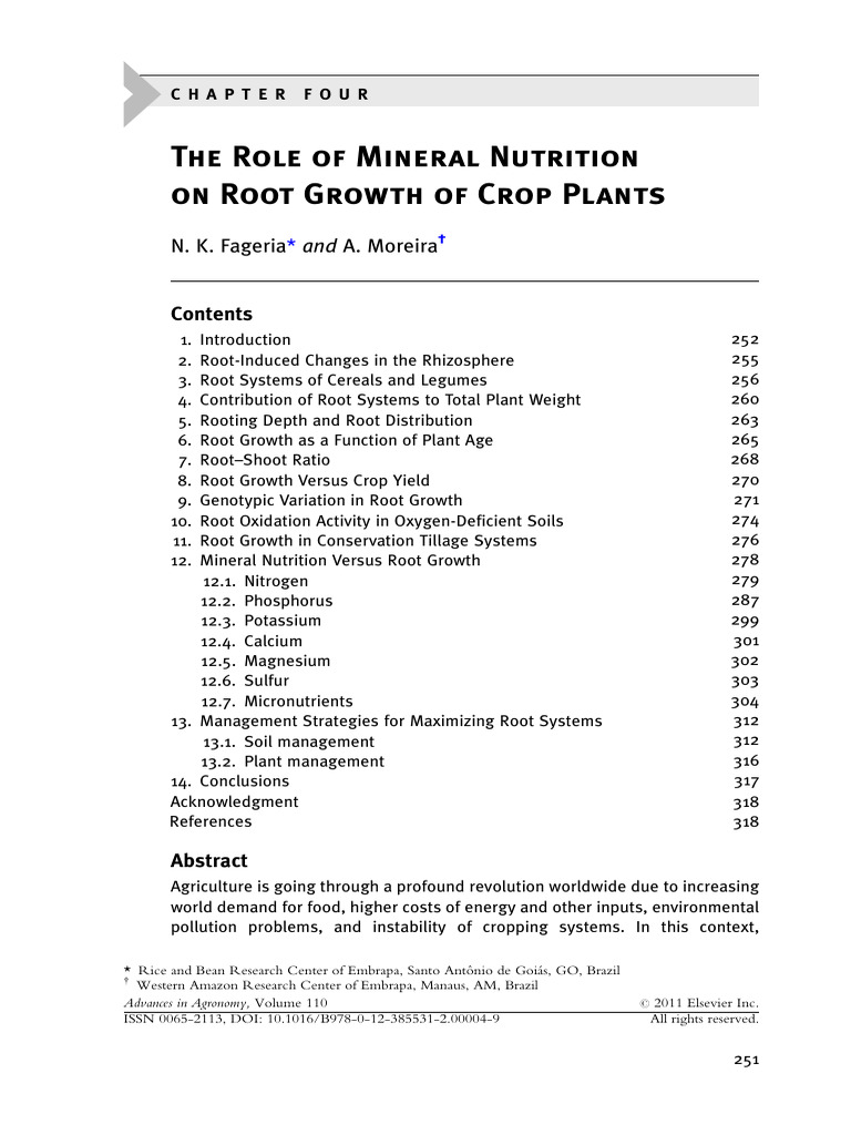 The Role of Mineral Nutrition On Root Growth of Crop Plants: N. K ...