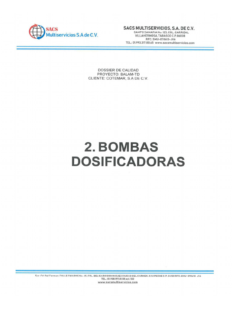 Bombas Dosificadoras | PDF