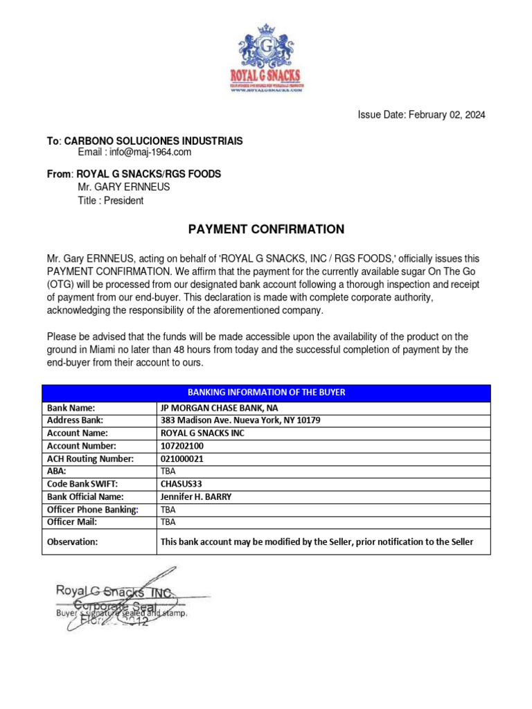 Payment Confirmation for Sugar OTG | PDF