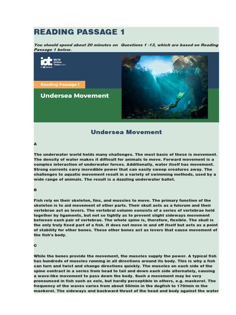 Reading Passages | PDF | Fish | Vertebral Column