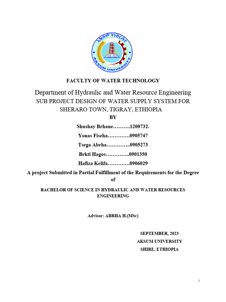 Water Supply System Design for Sheraro | PDF | Water | Water Supply Network