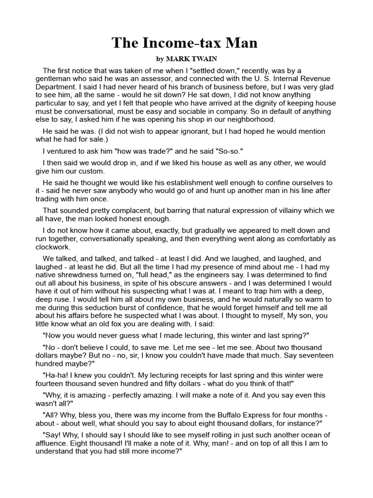 The Income Tax Man - Mark Twain | PDF | Taxes | Tax Deduction