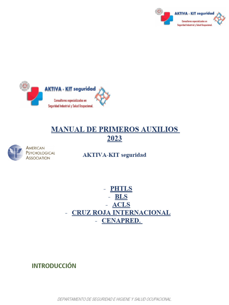 Manual de Primeros Auxilios 2023 | PDF | Quemar | Movimiento Internacional de la Cruz Roja y de ...