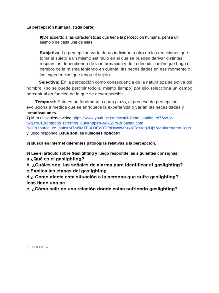 2da Parte - La Percepción Humana | PDF | Percepción | Sicología