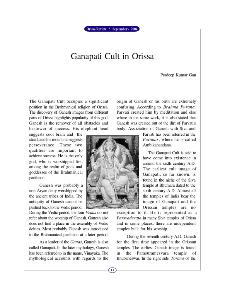 Ganapati Cult in Orissa | PDF | Shiva | Indian Religions