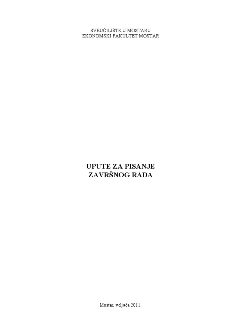 Upute Za Izradu Zavrsnog Rada | PDF