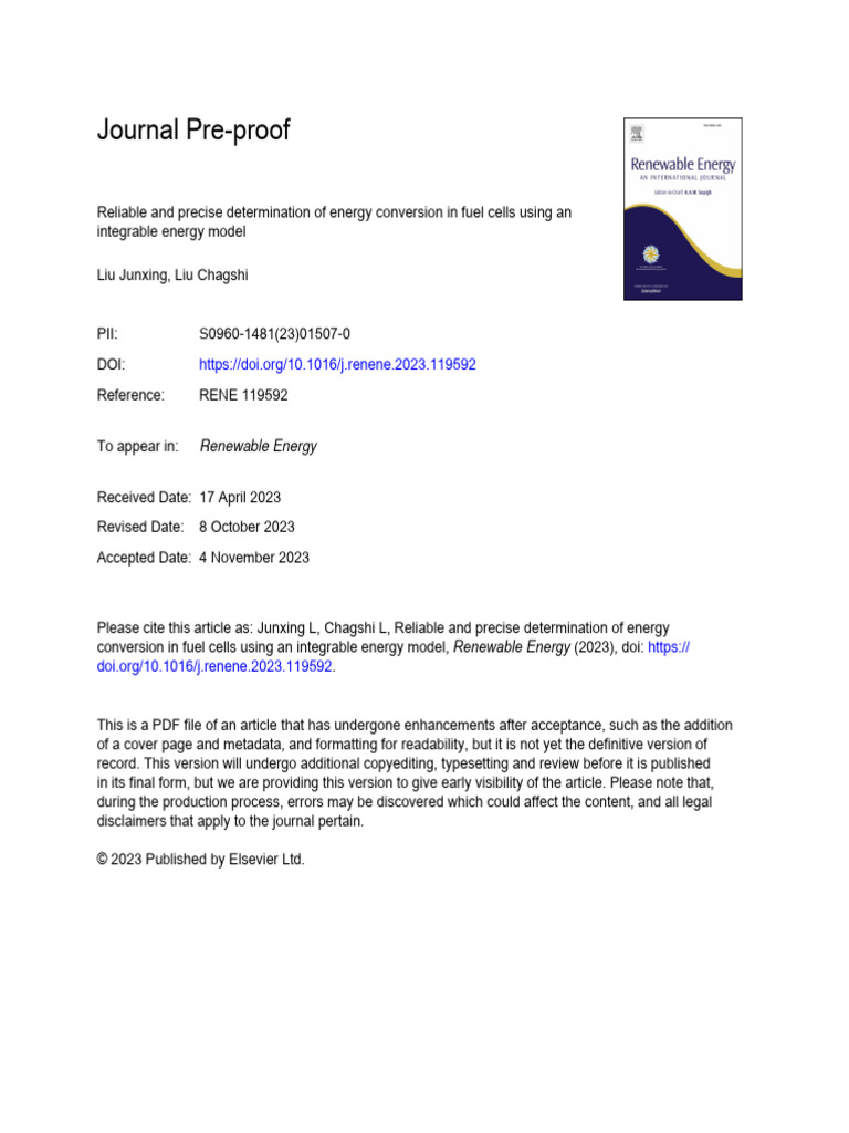 Reliable and Precise Determination of Energy Conversion in Fuel Cells ...