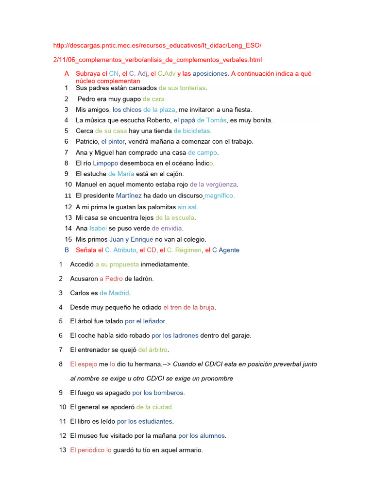 Tema 2 Ejercicios | PDF | Verbo | Asunto (gramática)