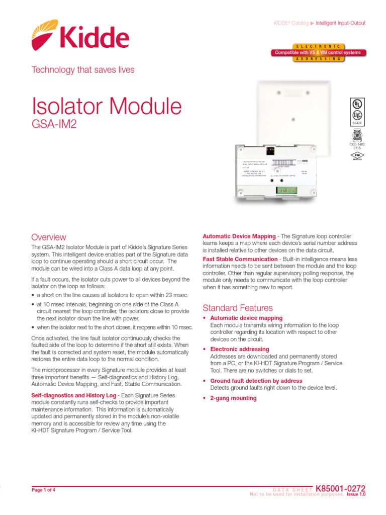 K85001-0272 - Isolator Module GSA-IM2 | PDF | Electrical Wiring | Electrical Resistance And ...