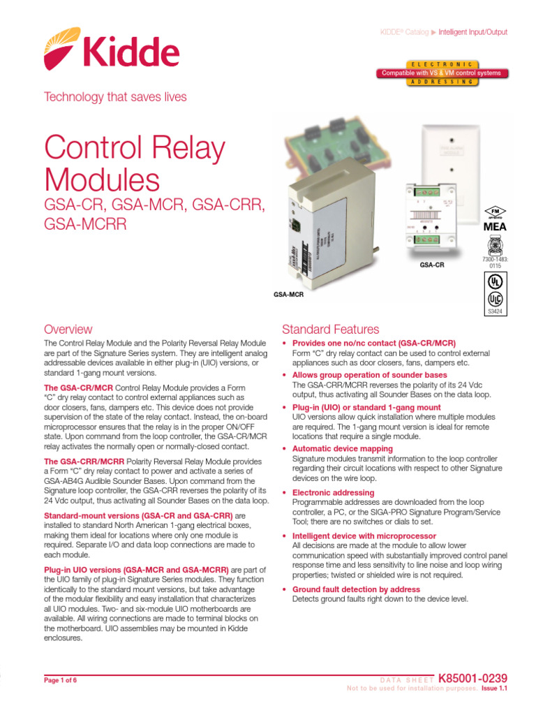 K85001-0239 -- Control Relay Modules | PDF | Relay | Electrical Wiring