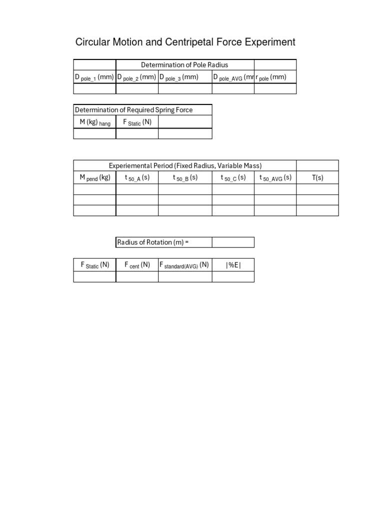 Lab 9 - Circular Motion and Centripetal Force Experiment | PDF