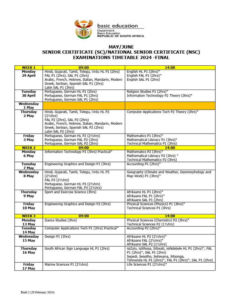 2024 - May June Timetable - Final Edited | PDF | Languages | Foreign ...