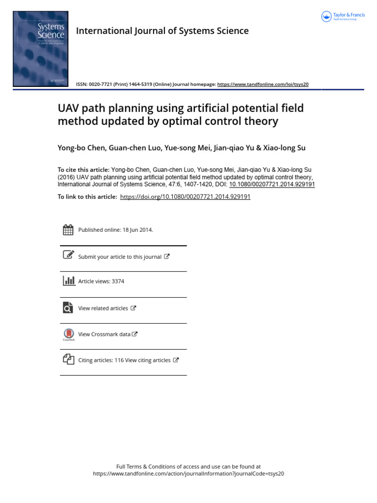 UAV Path Planning with APF & Optimal Control | PDF | Mathematical ...