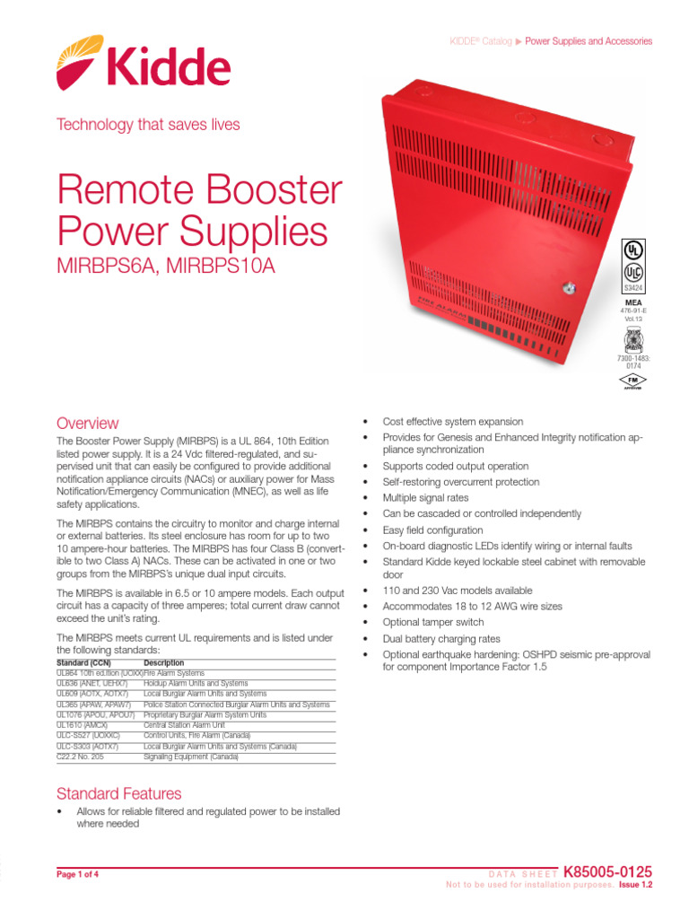 K85005-0125 - Remote Booster Power Supplies | PDF | Power Supply | Relay