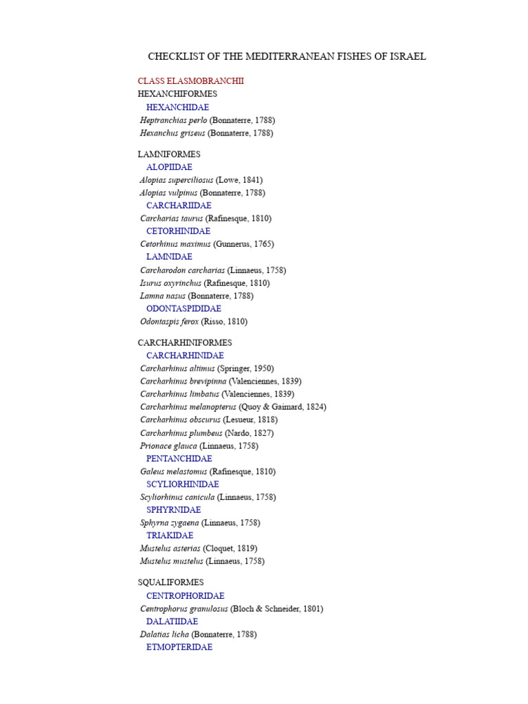 Mediterranean Fishes of Israel | PDF | Fish