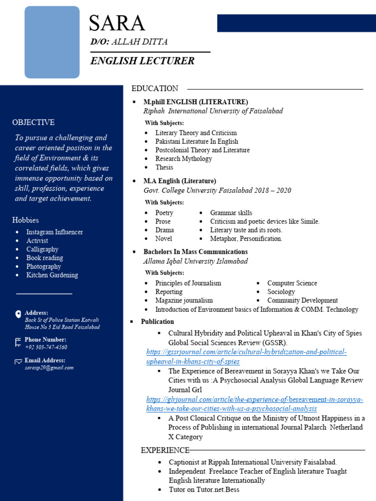 Sara Resume | Download Free PDF | Liberal Arts Education | Human Communication