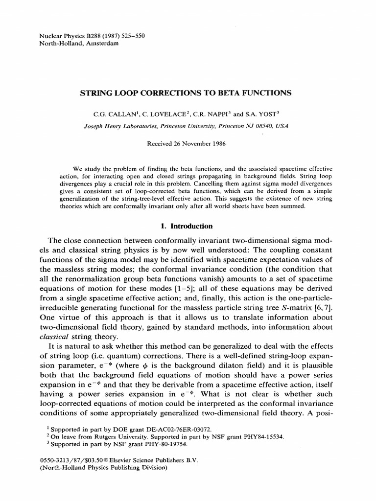 Loop Corrections Beta Functions | PDF | String Theory | Quantum Field Theory