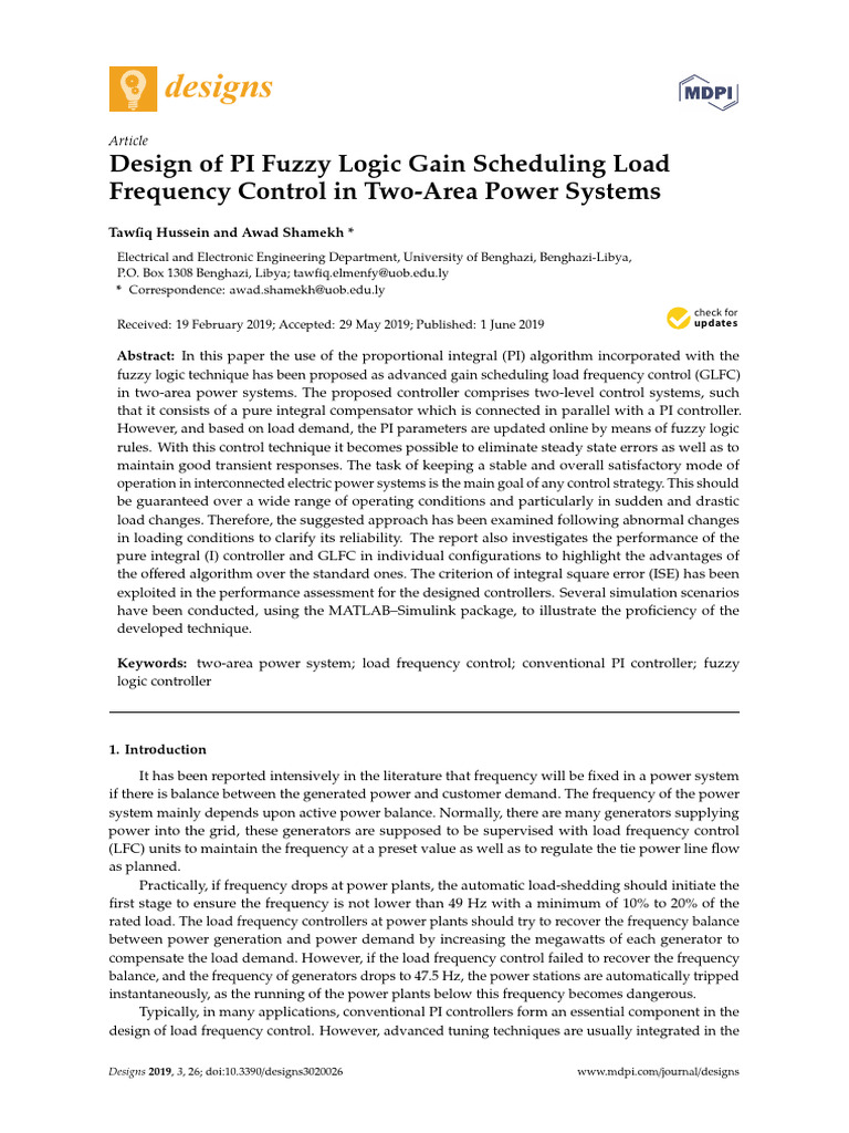 Fuzzy Logic For Single Area Pdf Fuzzy Logic Control Theory