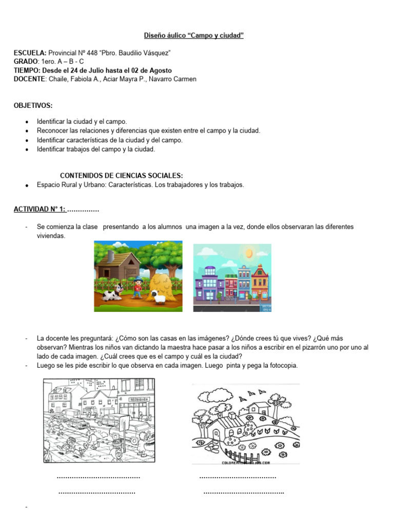 Campo y Ciudad: Actividades Educativas | PDF