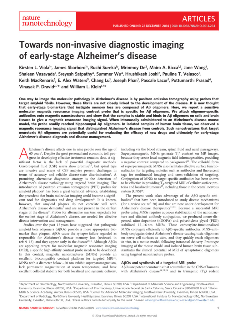 Towards Non-Invasive Diagnostic Imaging of Early-Stage Alzheimer's ...