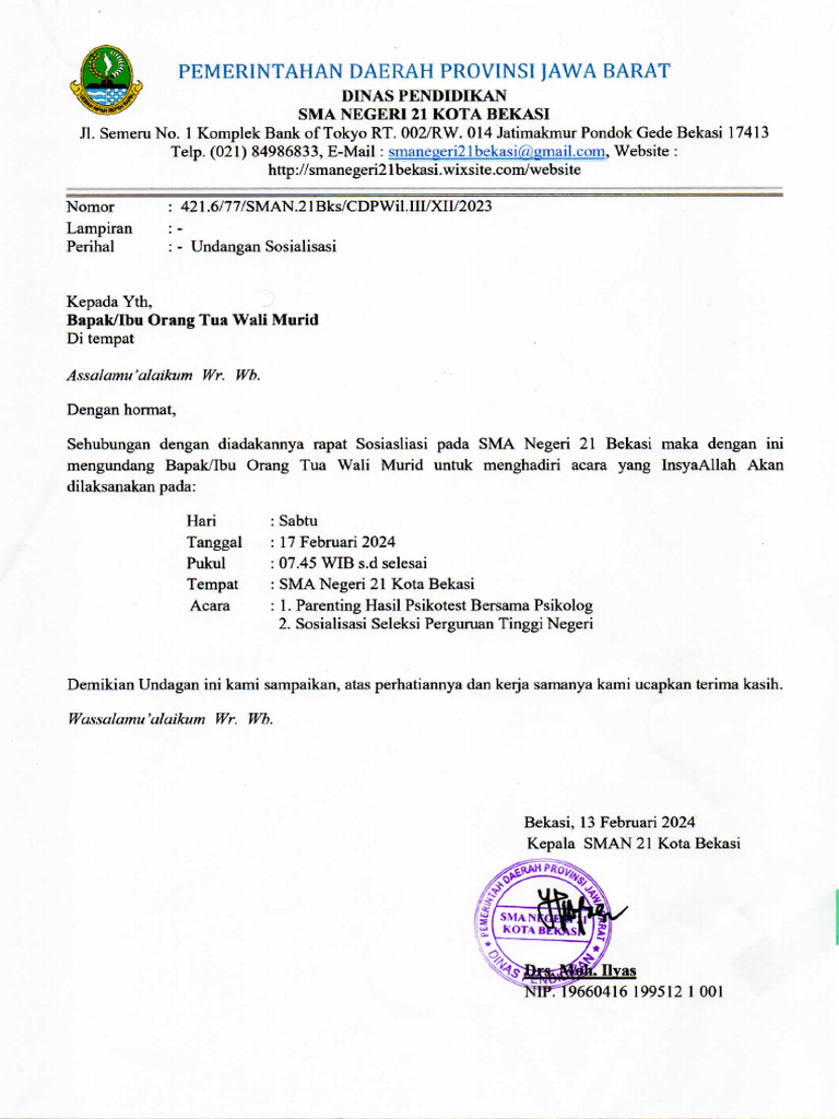 Undangan Parenting Xii | PDF