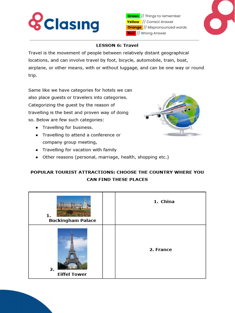 LESSON 6 - Travel | PDF