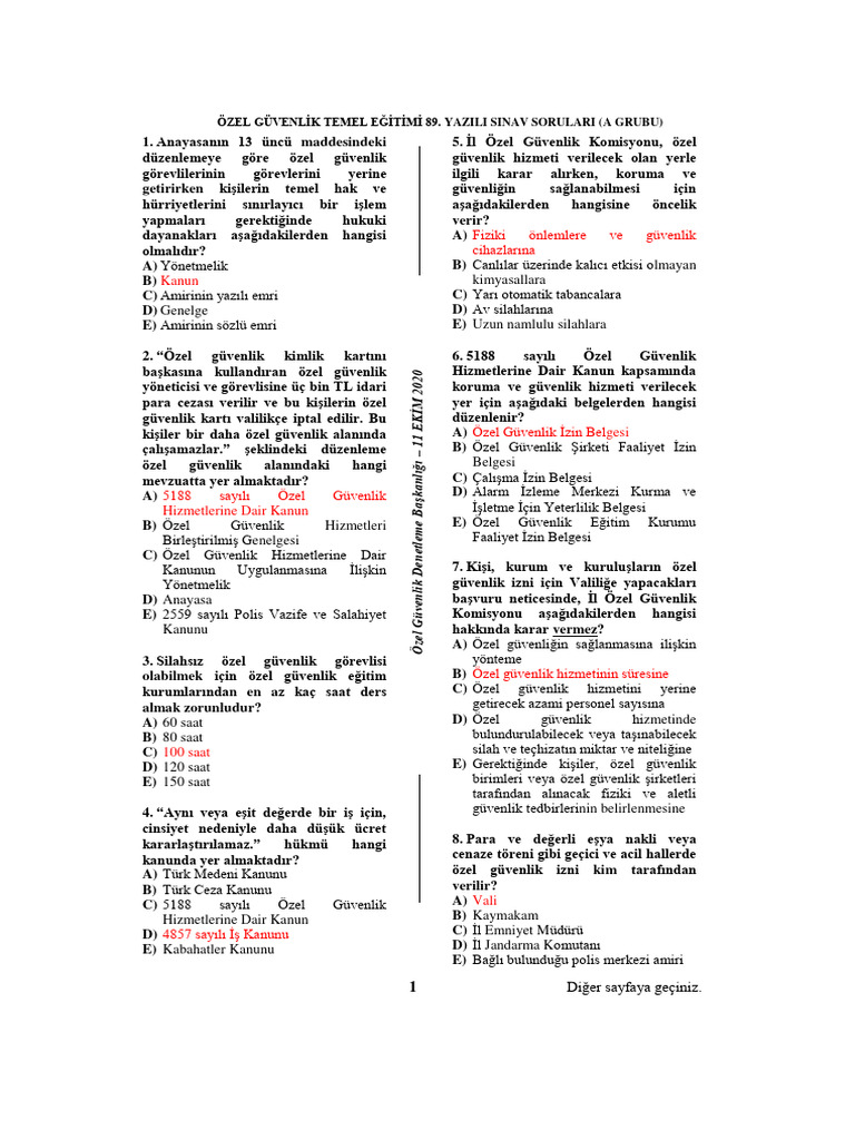 89.temel .Sinav .Sorulari - Ve .Cevaplari | PDF