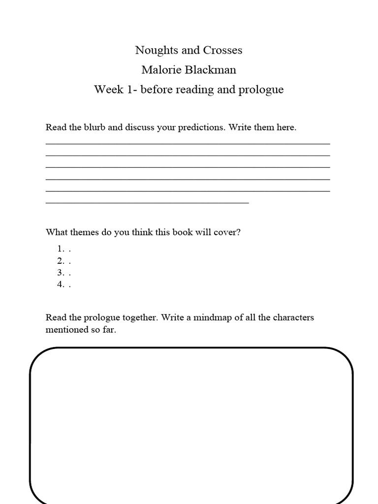 Noughts and Crosses Study Guide: Weeks 1-5 | PDF