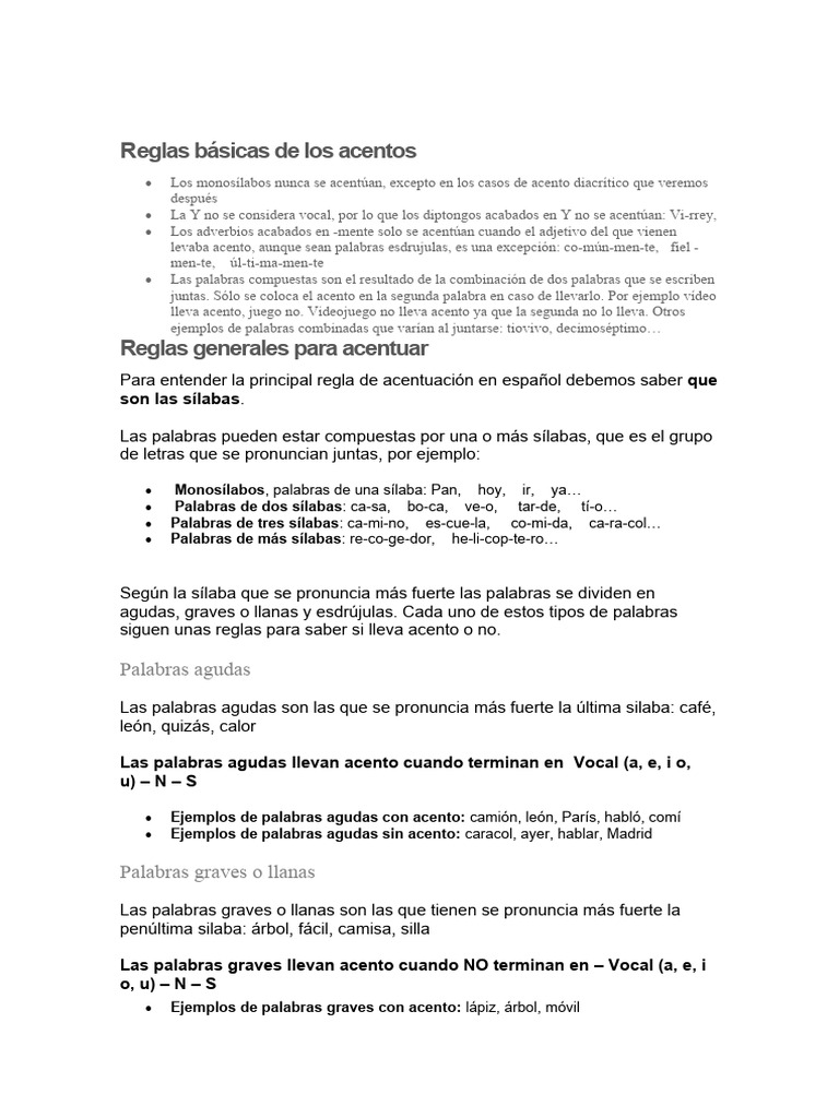 Reglas de Acentuación en Español | PDF | Lingüística | Fonética