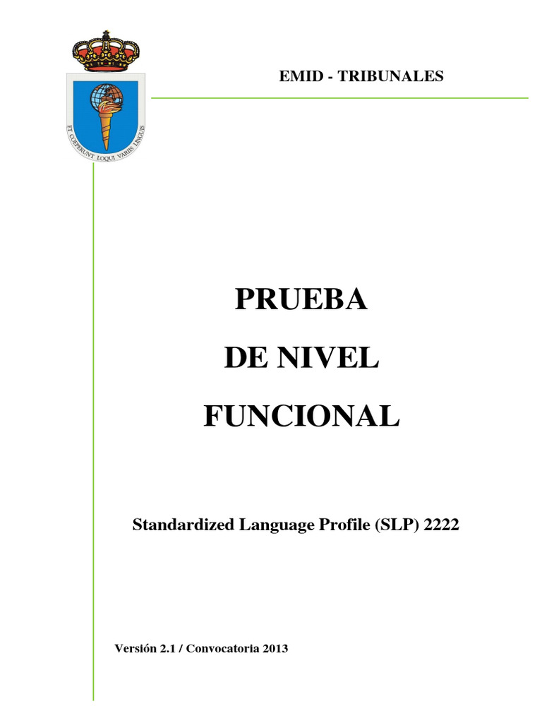 Prueba de Nivel Funcional SLP 2.2.2.2 | PDF | Lingüística | Aprendizaje