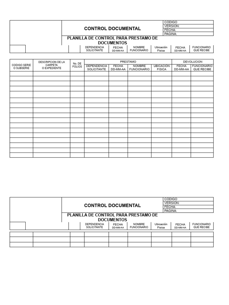 Formato de Control de Préstamo Documental | PDF