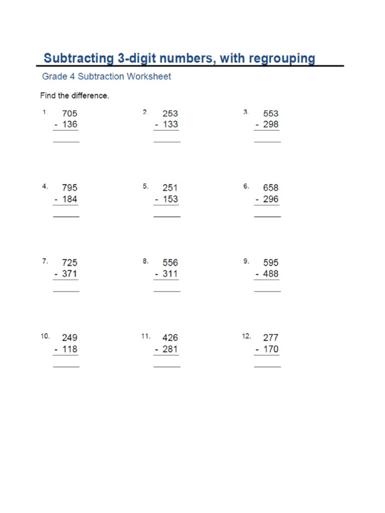 Subtract Examples | PDF