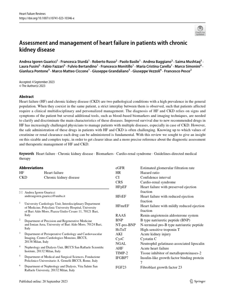 Assessment and Management of Heart Failure in Patients With Chronic ...