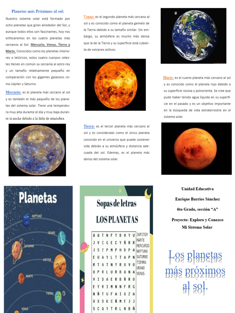 Triptico Sistema Solar | PDF | Planetas | Sistema solar