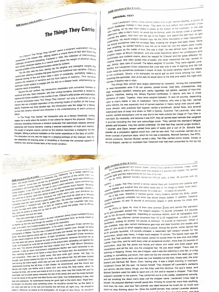 The Things They Carried, Text | PDF