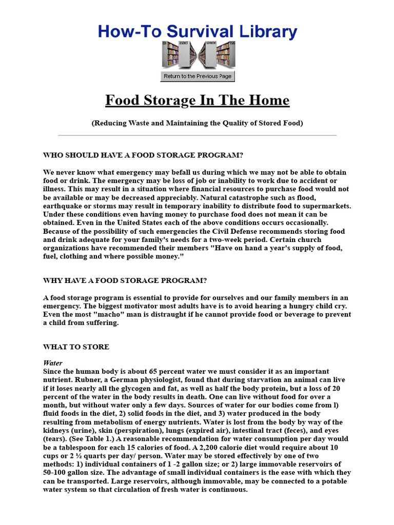 Food Storage in The Home | PDF | Food Storage | Foods