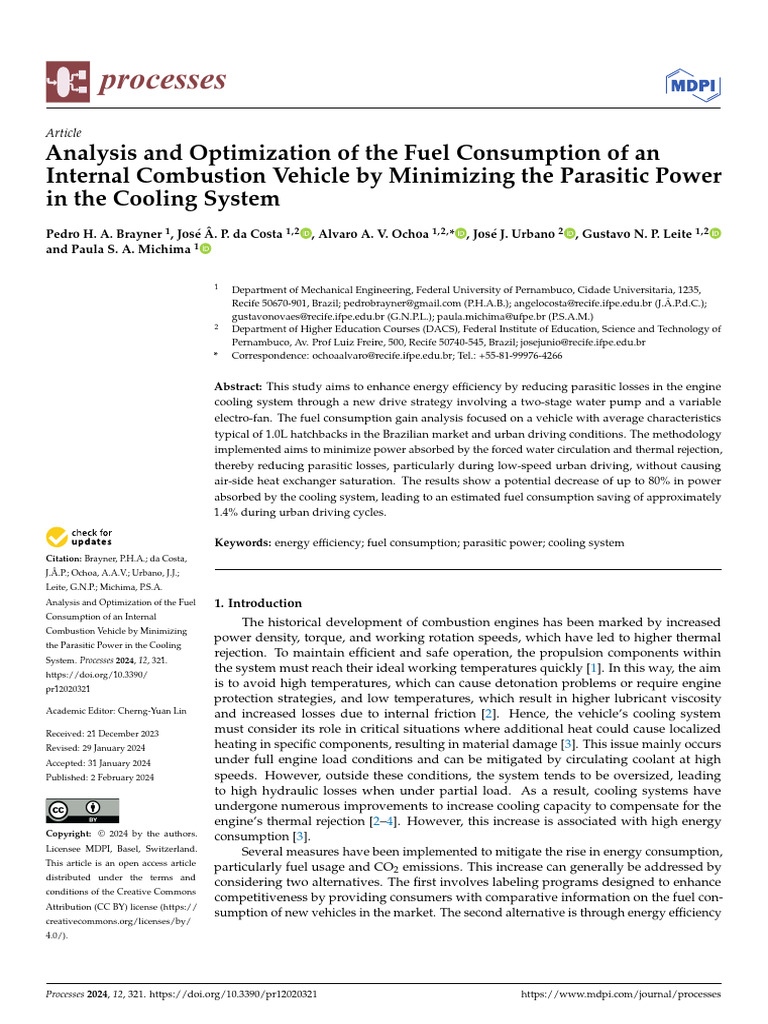 Analysis and Optimization of The Fuel Consumption of An Internal ...