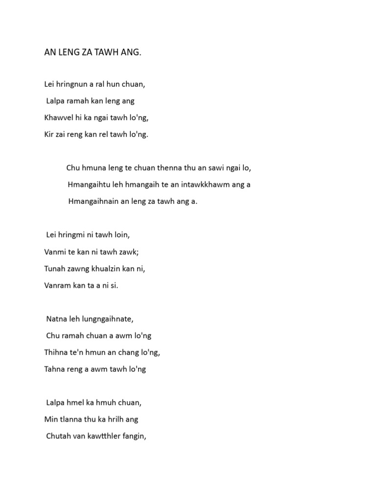 An Leng Za Tawh Ang | PDF