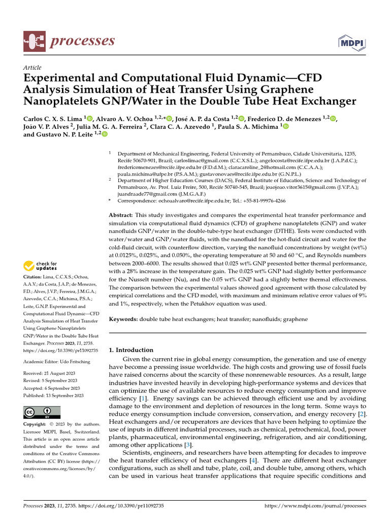 Experimental And Computational Fluid Dynamic Cfd Download Free Pdf Heat Transfer Heat