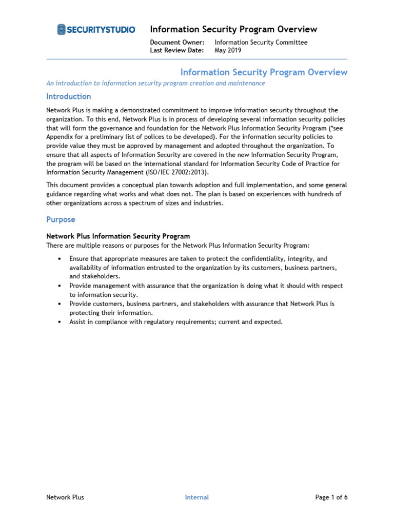 Information Security Program Overview Pdf Information Security