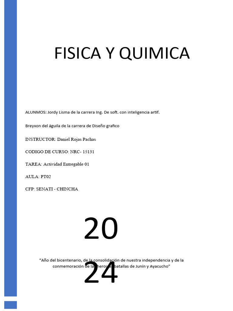 ENTREGABLE N1 Fisica y Quimica | PDF | Esfuerzo de torsión | Rotación