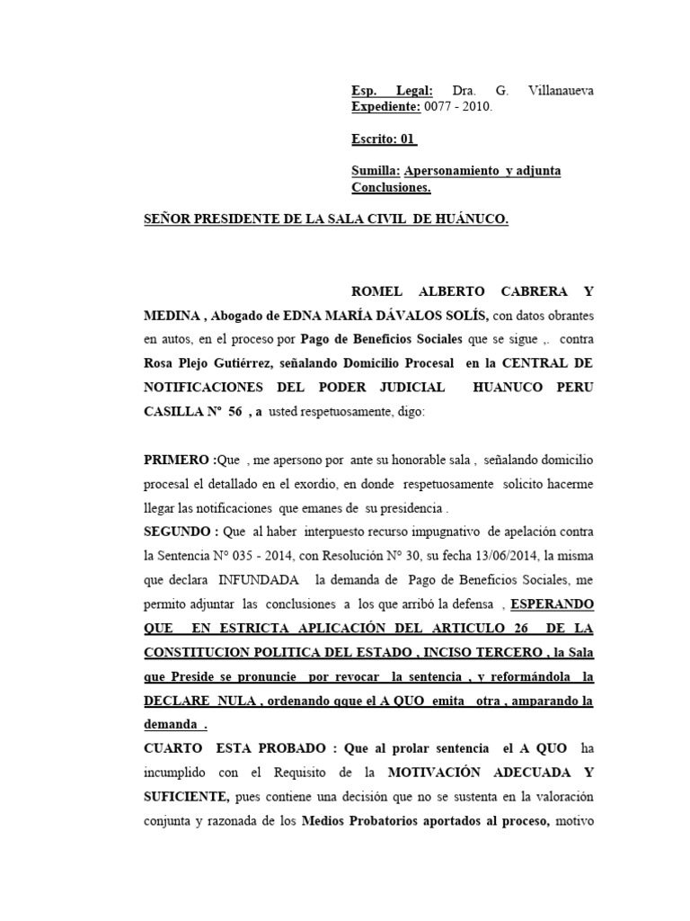 Apelaciion ROMEL PEDRAZA ESCRITO SALA | PDF | Ley procesal | Ley común