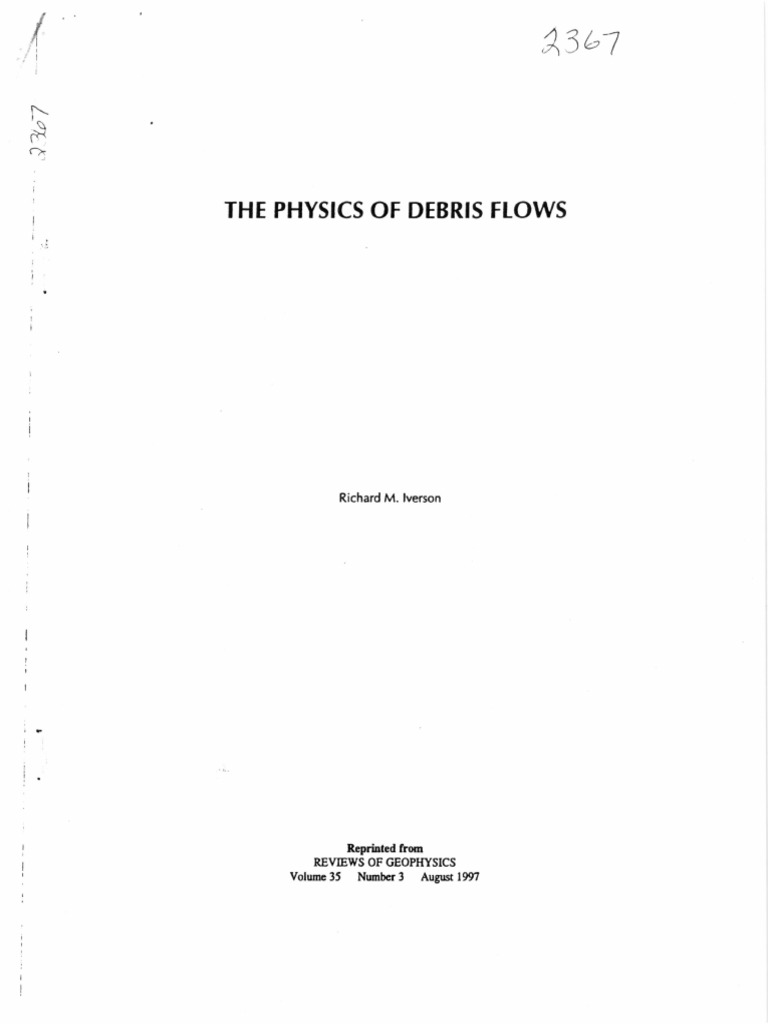 The Physics of Debris Flows - Iverton 1997 | PDF | Fluid Dynamics | Viscosity