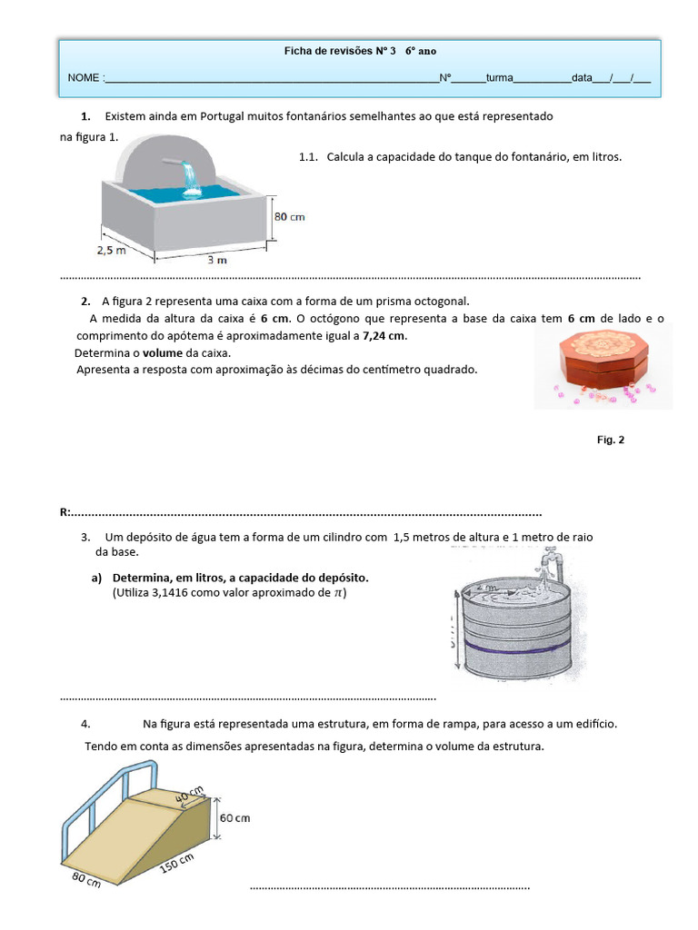 3 Ficha de Revisões TST Mat6 2020 | PDF