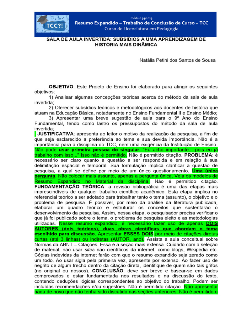 Resumo Expandido Tcc Pdf Abstract Resumo Pedagogia