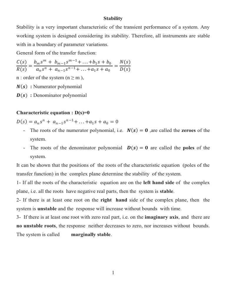 System Stability and Routh-Hurwitz Criterion | PDF | Stability Theory | Polynomial