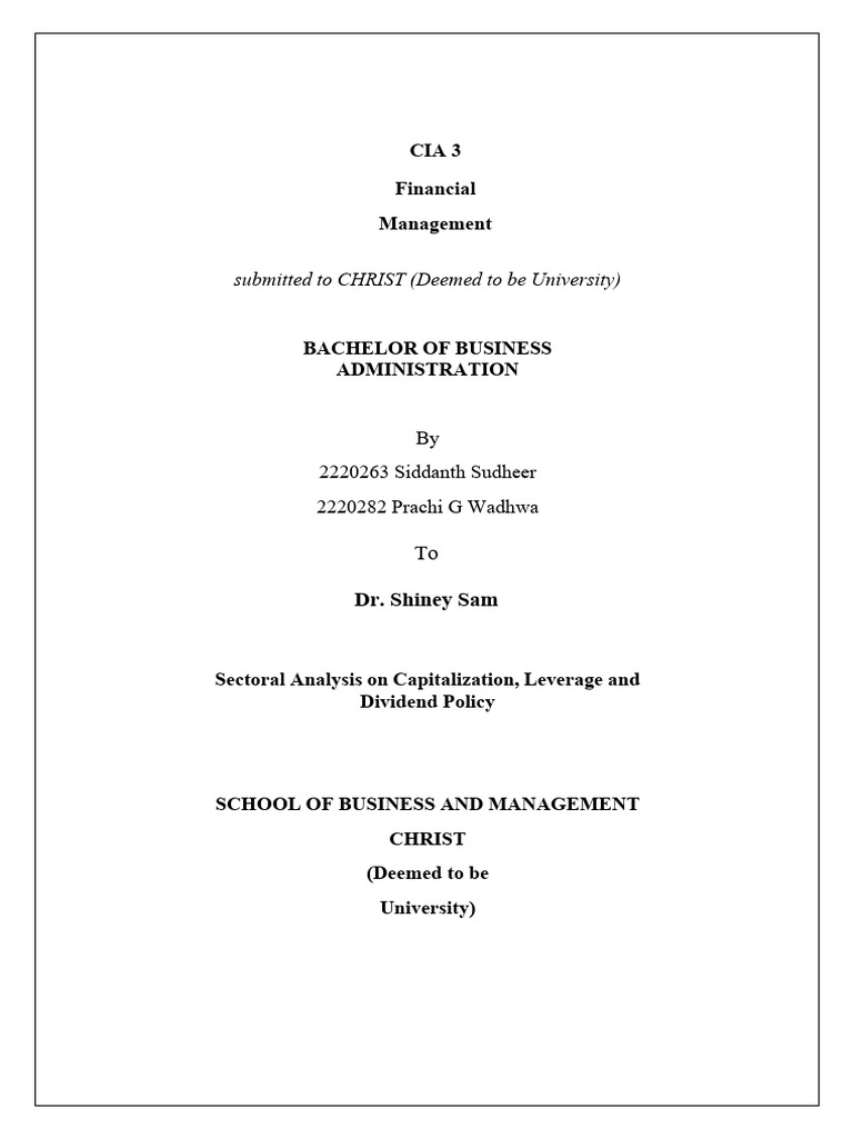 FM CIA 3 Final Sidpra | PDF | Cost Of Capital | Dividend