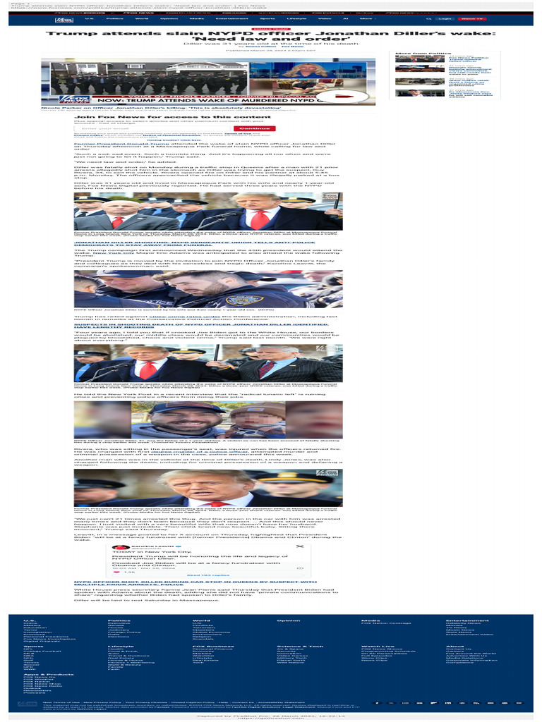 Trump Attends Slain NYPD Officer Jonathan Diller's Wake - 'Need Law and ...